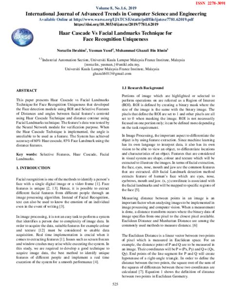 Pdf Haar Cascade Vs Facial Landmarks Technique For Face Recognition Uniqueness
