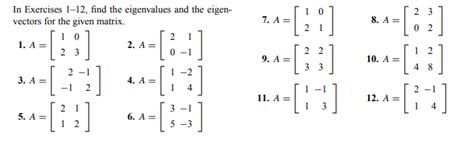 solved in exercises 1 12 find the eigenvalues and the