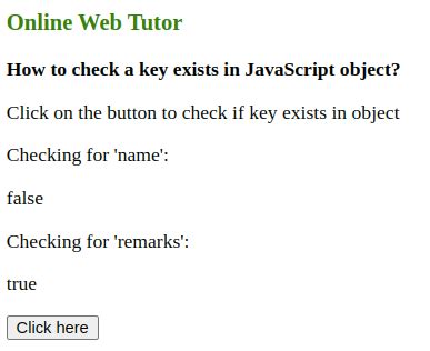 How To Check a Key Exists in JavaScript Object?