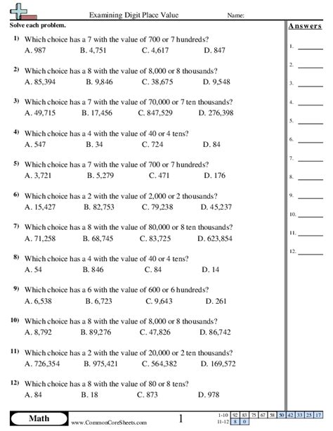 Examining Digit Place Value Worksheet Download Worksheets Library