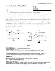 Lab 6 Operational Amplifiers Pdf ELC10009 Electronic Systems Lab 6 Operational Amplifiers