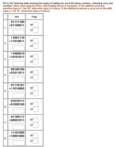 Solved Fill In The Following Table Showing The Results Of