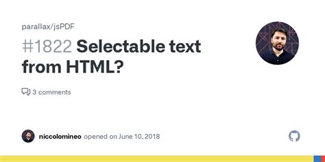 Selectable Text From Html · Issue 1822 · Parallaxjspdf · Github