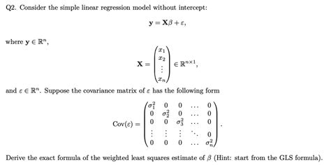 solved consider the simple linear regression model without intercept
