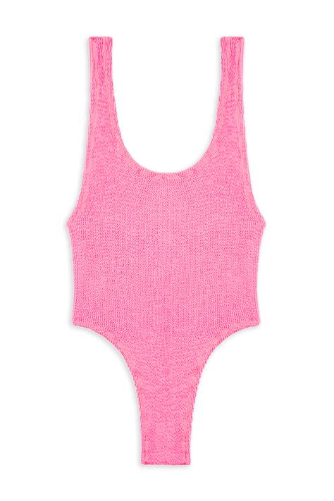 Ruby Swimsuit One Piece Hot Pink Crinkle Fabric Reina Olga Ruby Swimsuit One Piece Hot Pink Crinkle Fabric Reina Olga
