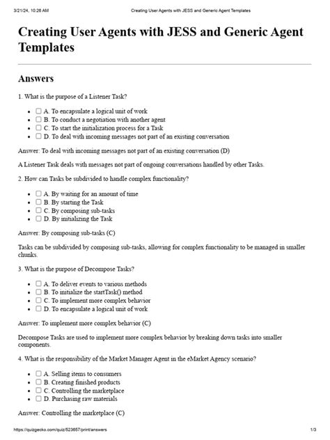Creating User Agents With Jess And Generic Agent Templates Download Free Pdf Market