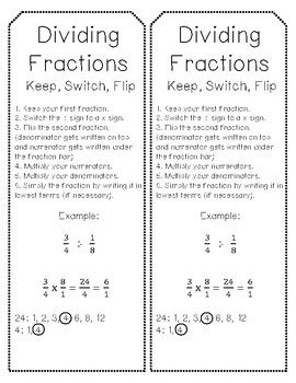 Dividing Fractions Keep Switch Flip By KickingItInThird TPT