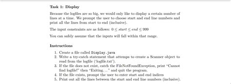Solved Task Display Because The Logfiles Are So Big We Chegg