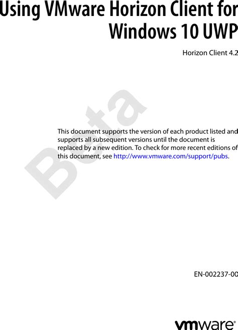 Vmware Using Horizon Client For Windows 10 Uwp 42 Instruction Manual