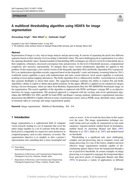 a multilevel thresholding algorithm using hdafa for image segmentation