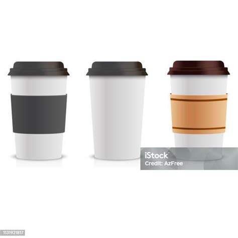 종이 커피 컵의 현실적인 세트입니다 컬렉션 3d 커피 컵 모의 벡터 템플릿 0명에 대한 스톡 벡터 아트 및 기타 이미지 0명