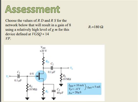 Solved Assessment Choose The Values Of RD And R S For The Chegg Com