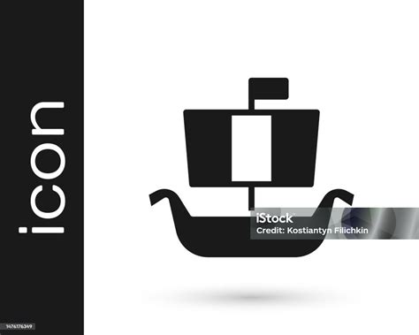 흰색 배경에 고립 된 검은 고대 바이킹 스칸디나비아 드라카르 아이콘 바이킹 수송선 벡터 갤리선에 대한 스톡 벡터 아트 및 기타 이미지 갤리선 검은색 고대의 Istock