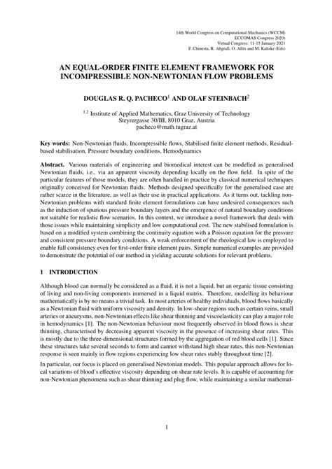 Pdf An Equal Order Finite Element Framework For Incompressible Non Newtonian Flow Problems