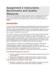 Assignment Instructions Instructions Benchmarks And Quality Docx Assignment Instructions