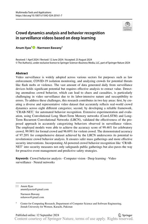 Crowd Dynamics Analysis And Behavior Recognition In Surveillance Videos Based On Deep Learning