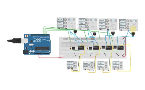 circuit design 4 salidas digitales tinkercad