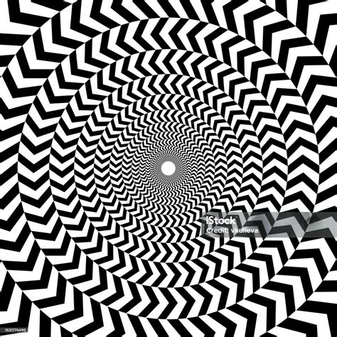 방사형 착시 배경입니다 원형의 흑백 추상적인 표면 포스터 배너 템플릿 디자인 디자인 회전하고 회전하는 나선형 환상 벽지 벡터