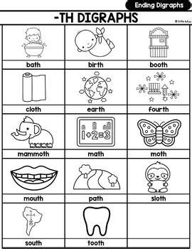 Ending Digraphs Word Charts Student Handouts And Writing Centers