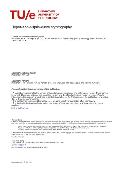 Pdf Hyper And Elliptic Curve Cryptographythis Paper Introduces Hyper And Elliptic Curve