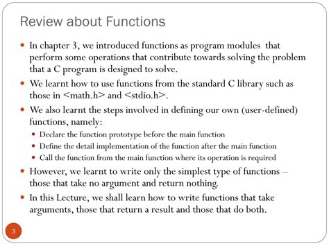 Ppt Functions In C Programming Types Arguments And Reusability