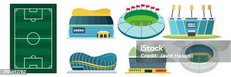 축구 또는 축구 게임 경기장 챔피언십 팬 세트입니다 팀 티셔츠 스카프 호루라기 공 골 토너먼트 컵 거품 손 트럼펫 모자 경쟁 경기 속성 플랫 벡터 일러스트 레이 션 0명에