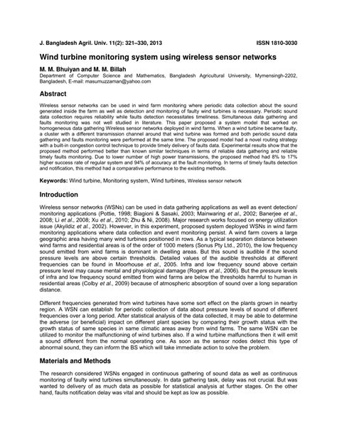 Pdf Wind Turbine Monitoring System Using Wireless Sensor Networks