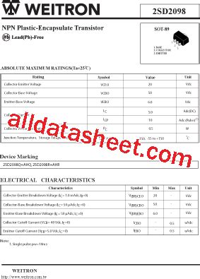 2SD2098 Datasheet(PDF) - Weitron Technology