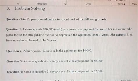 3 Problem Solvingquestions 1 6 Prepare Journal Entries To Record Each