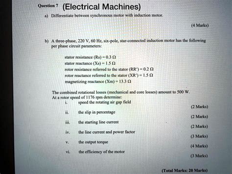 question 7 electrical machines adifferentiate between synchronous motor