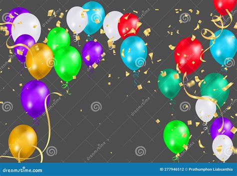 illustration set party balloons confetti with space for text eps 10