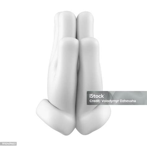 흰색 이모티콘 희망 제스처입니다 고립된기도 손 아이콘 상징 신호 및 기호 3d 렌더링 3차원 형태에 대한 스톡 사진 및 기타 이미지 Istock