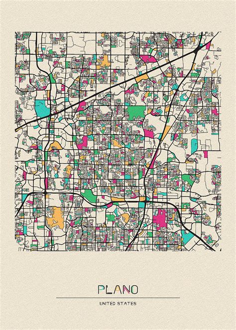 Plano Texas City Map Drawing By Inspirowl Design Pixels