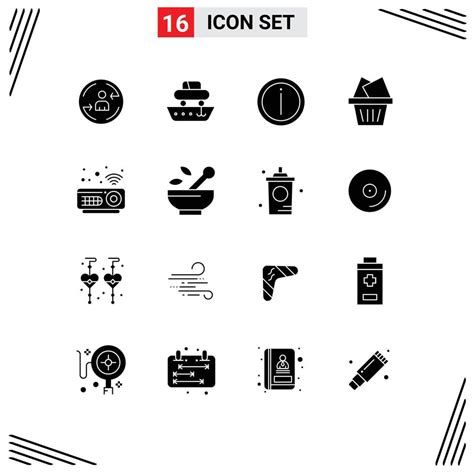 Stock Vector Icon Pack Of 16 Line Signs And Symbols For Devices Mail Vessel Cart Info Editable