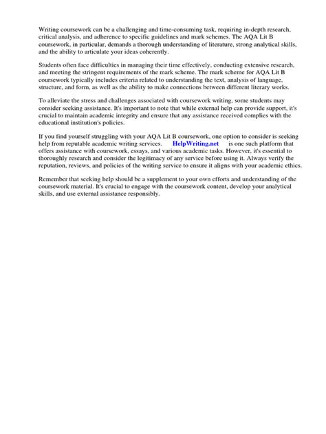 Aqa Lit B Coursework Mark Scheme Pdf Linked In Critical Thinking