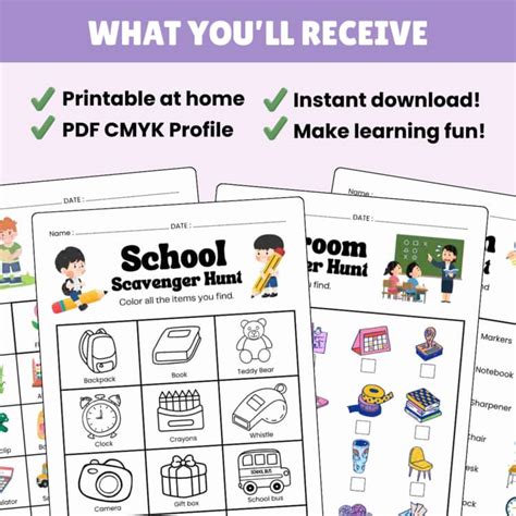 First Day Of School Scavenger Hunt 1st 3rd Grade Back To School