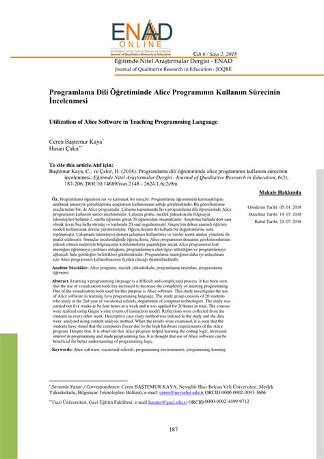 Pdf Utilization Of Alice Software In Teaching Programming Language
