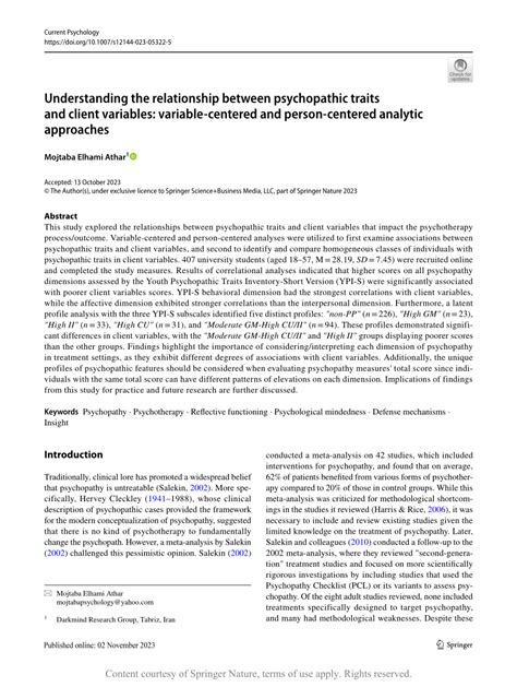 Understanding The Relationship Between Psychopathic Traits And Client