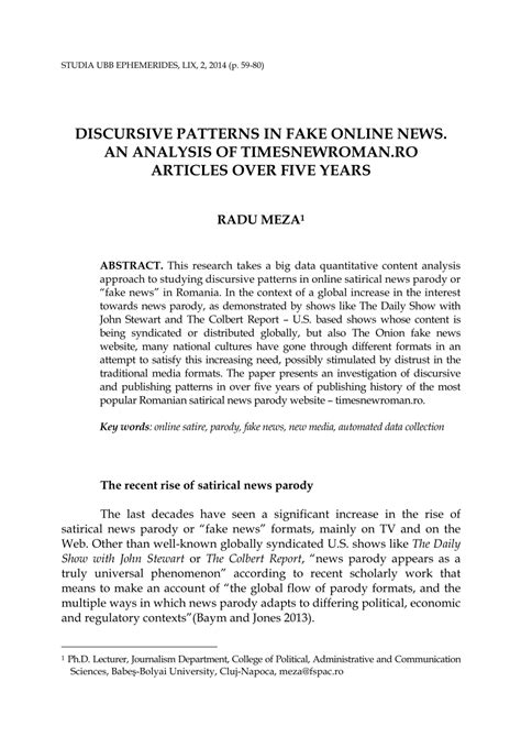 Pdf Discursive Patterns In Fake Online News An Analysis Of