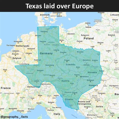 Texas Size Comparison With Europe Map