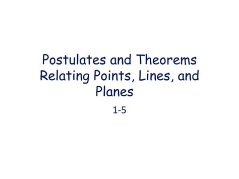 1 5 Postulates And Theorems Relating Points Lines Filled In Ppt