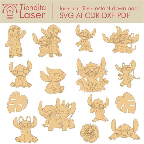 Lilo Stitch Laser Cut File Vector Dxf Cdr Svg Ai Pdf Instant