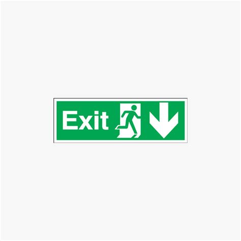 Exit Running Man Arrow Down Plastic 450x150mm Signs Safety Sign UK