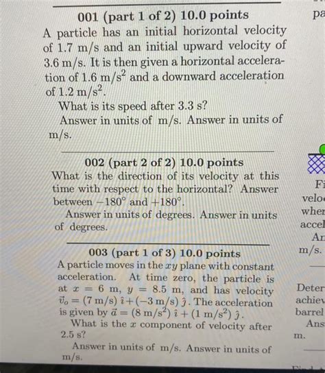 Solved Part Of Points A Particle Has An Chegg