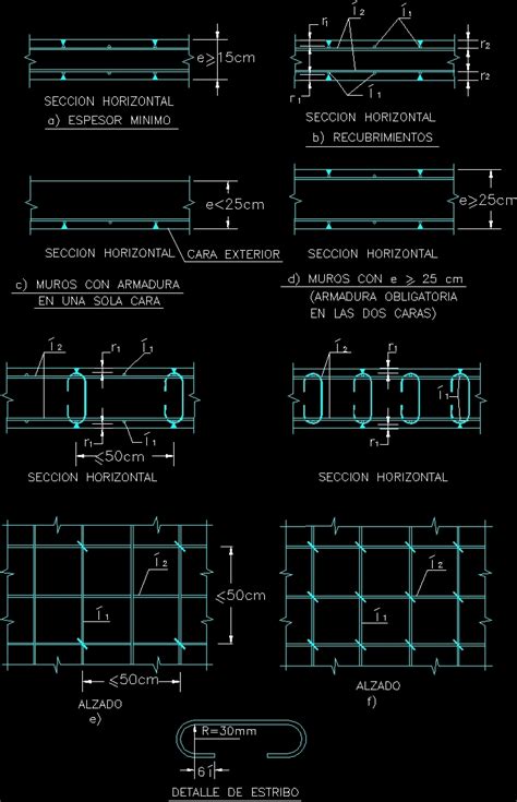 Several Details Of Armed Concrete Dwg Section For Autocad • Designs Cad