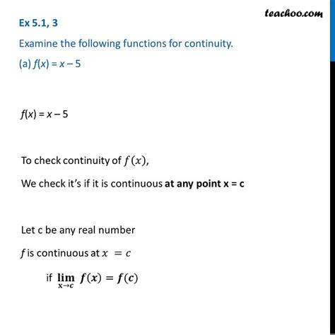 Ex A Examine The Continuity Of F X X Teachoo