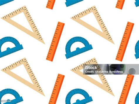 학교 테마에 완벽 한 패턴입니다 통치자의 벡터 일러스트 레이 션 인쇄에 대 한 끝없는 배경 눈금자에 대한 스톡 벡터 아트 및 기타 이미지 Istock