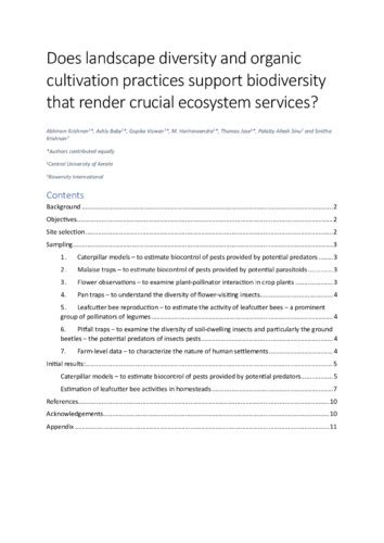 Does Landscape Diversity And Organic Cultivation Practices Support Biodiversity That Render