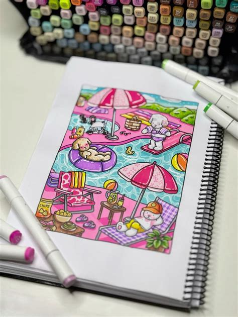 Bobbie Goods Pool Piscina In 2025 Marker Art Coloring Pages Canvas