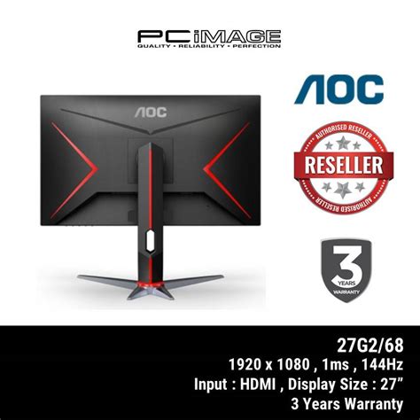 AOC GAMING FLAT 27G2 27G2 68 27 1920X1080 1MS 144HZ VGA HDMI DP 3 YRS WRTY IPS MONITOR PC